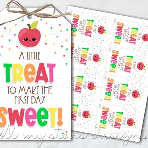 PRINTABLE A Little TREAT to Make the First Day SWEET! Apple Tag ...