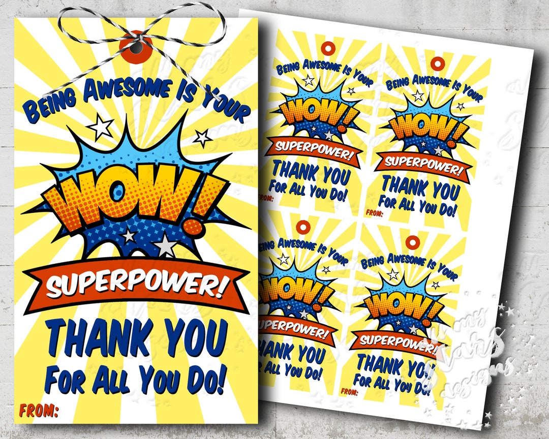 PRINTABLE Being Awesome is Your SUPERPOWER! Thank You for All You Do ...