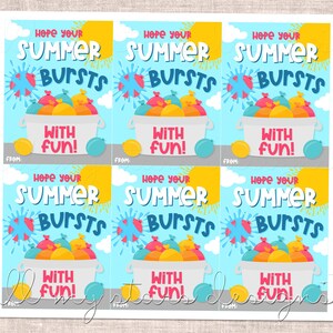 PRINTABLE Hope Your Summer BURSTS With Fun! Water Balloon Tag | Instant ...