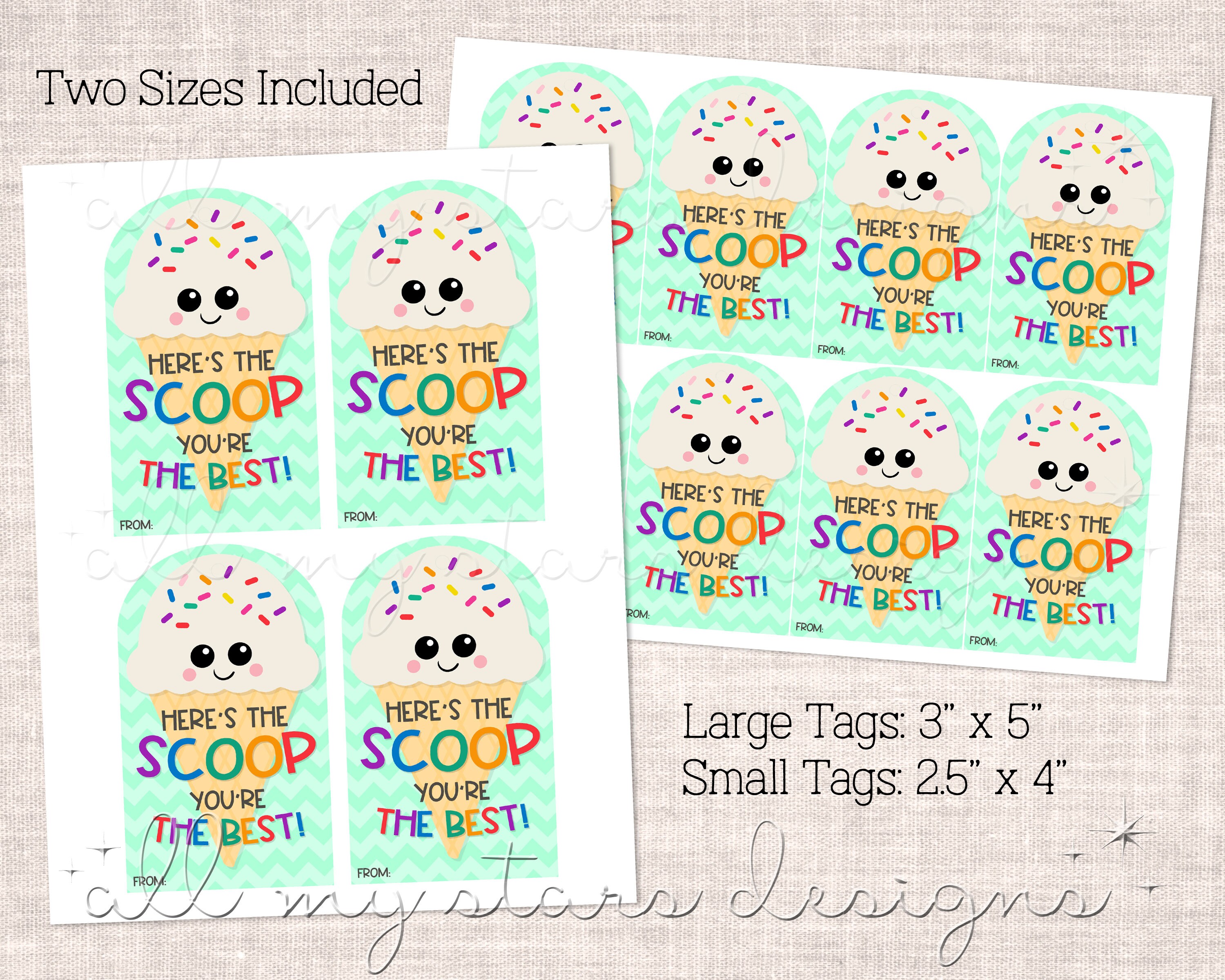 PRINTABLE Here's the SCOOP You're the BEST! Ice Cream Tag | Instant ...