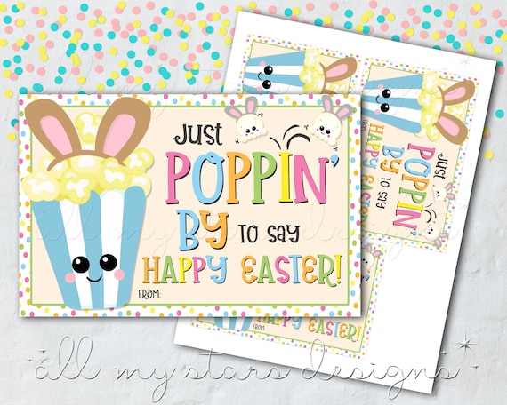 PRINTABLE Just POPPIN' BY to Say Happy Easter Microwave | Etsy