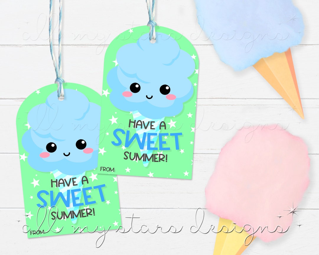 PRINTABLE Have a SWEET SUMMER! Blue Cotton Candy Tag | Instant Download ...