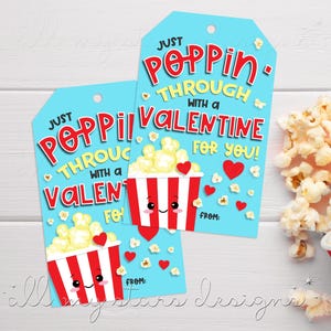 PRINTABLE Just POPPIN' Through With a Valentine for You! Popcorn Tag ...