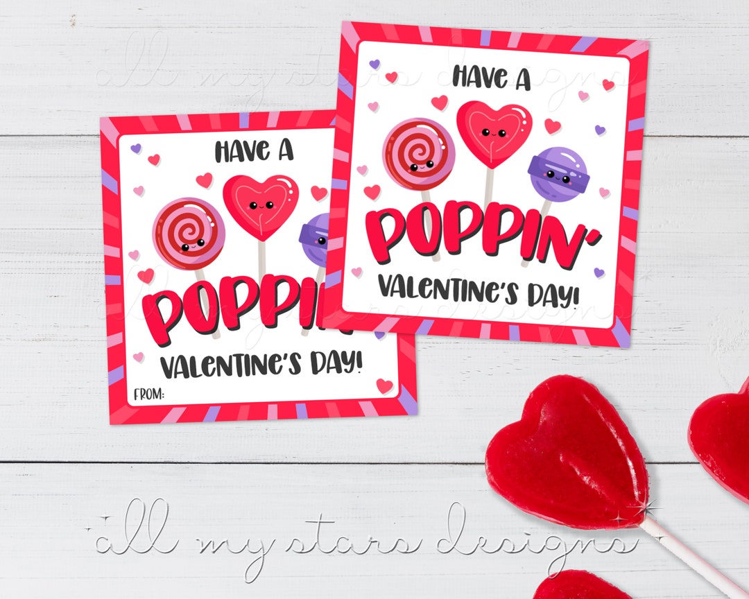 PRINTABLE Have a POPPIN' Valentine's Day! Tag | Instant Download ...