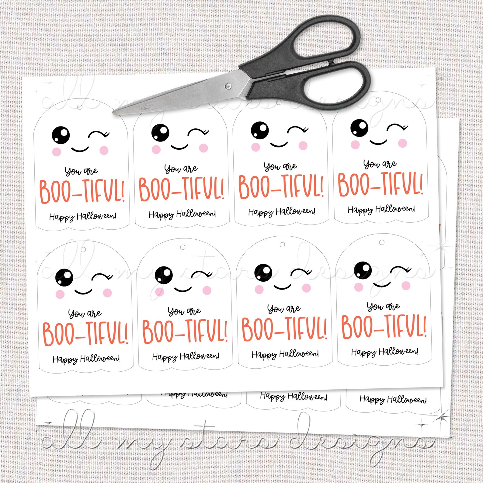 PRINTABLE You Are BOO-TIFUL! Happy Halloween! Cute Ghost Gift Tag ...