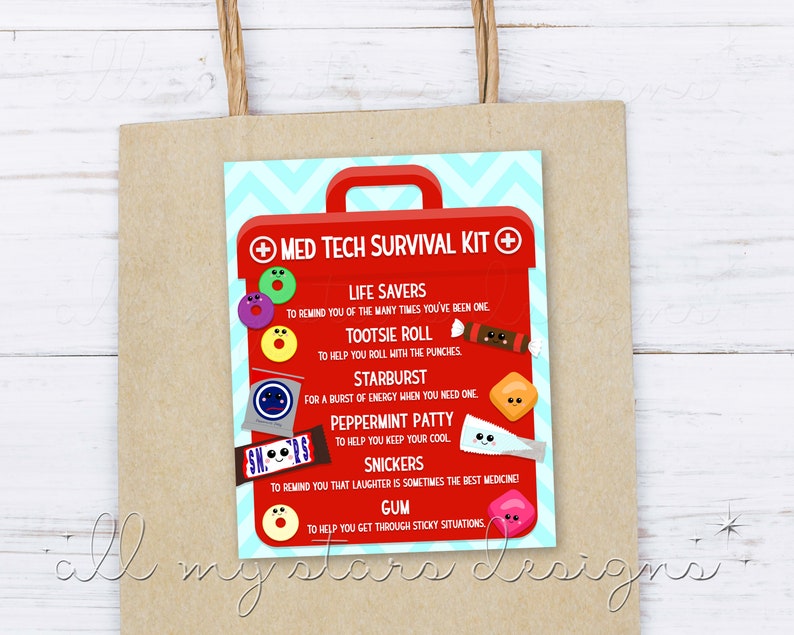 PRINTABLE Med Tech Survival Kit Tag | Instant Download | Best Medicine ...
