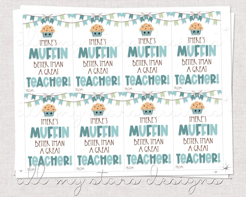 PRINTABLE There's MUFFIN Better Than a Great Teacher Tag - Etsy