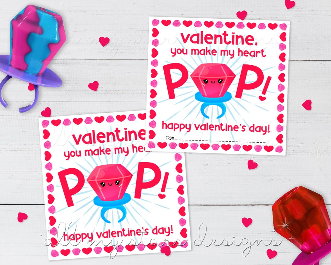PRINTABLE Valentine, You Make My Heart POP! Ring Lollipop Tag | Instant ...