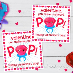 PRINTABLE Valentine, You Make My Heart POP! Ring Lollipop Tag | Instant ...