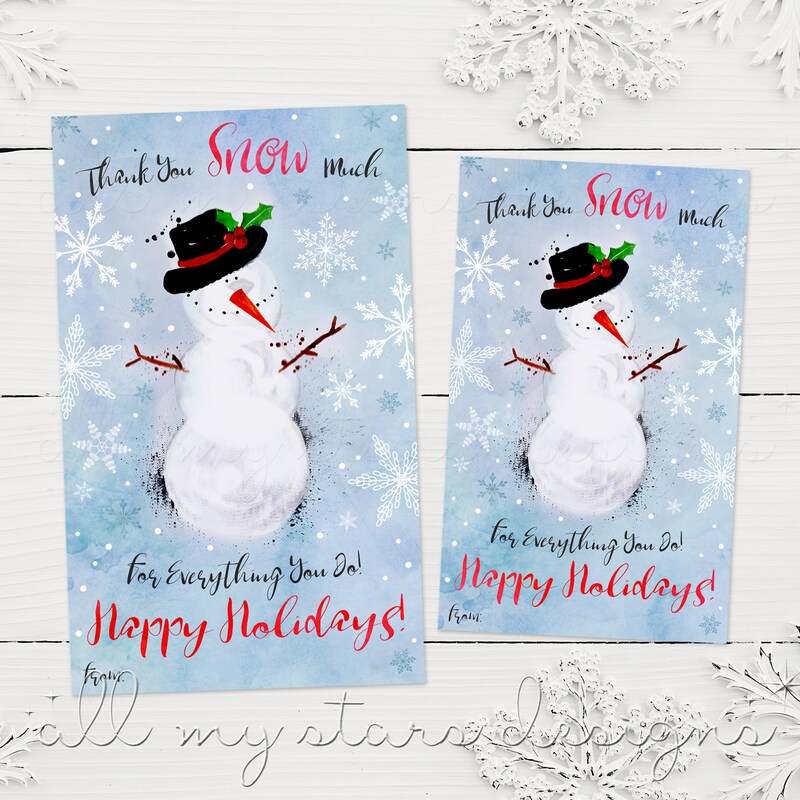 Snowman Thank You - Etsy
