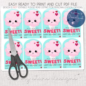 PRINTABLE You Are so SWEET! Valentine Cotton Candy Tag | Instant ...