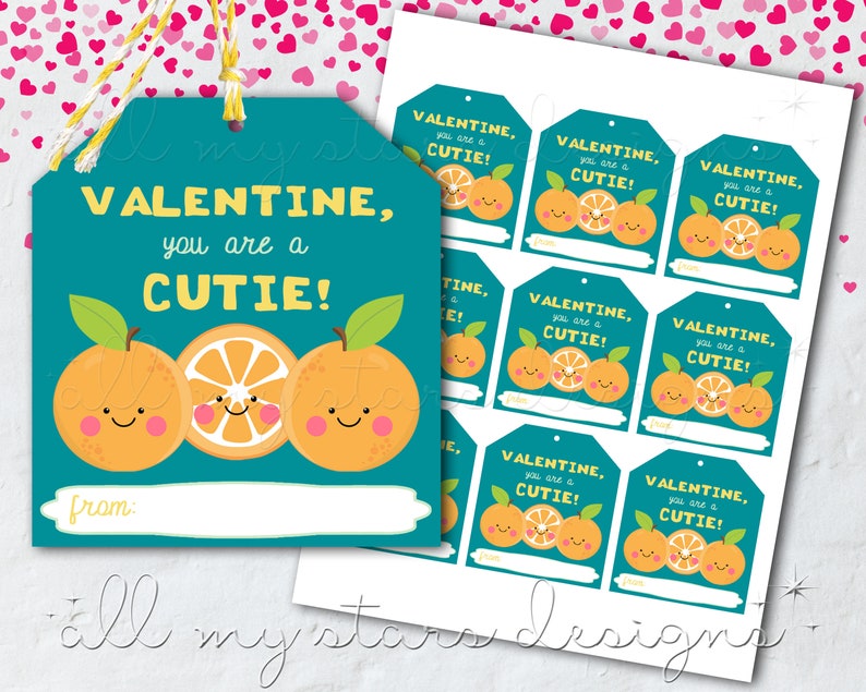 PRINTABLE Valentine, You Are a Cutie! Orange Gift Tag | Instant ...