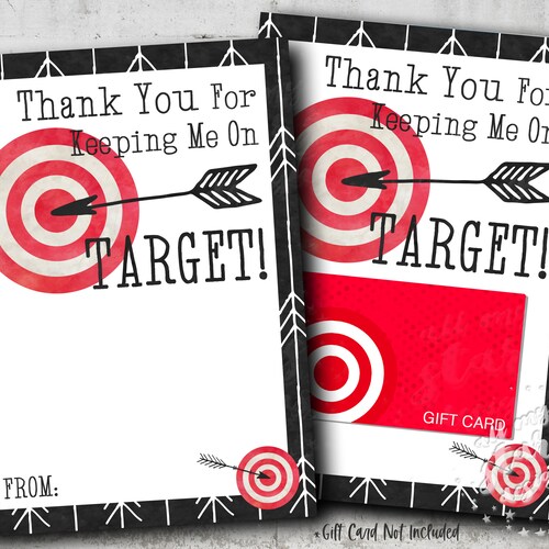 Printable Teacher Gift Thanks for Keeping Me on Target Gift - Etsy