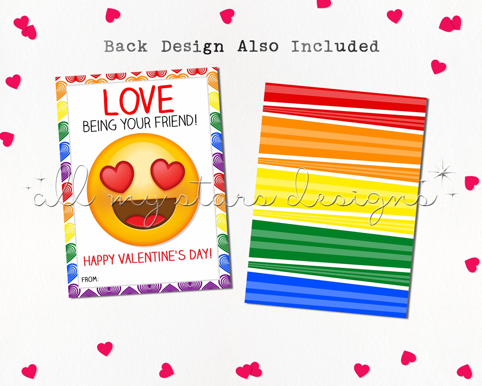 PRINTABLE Cute Emoji Valentine Cards Set of 6 Kid's - Etsy