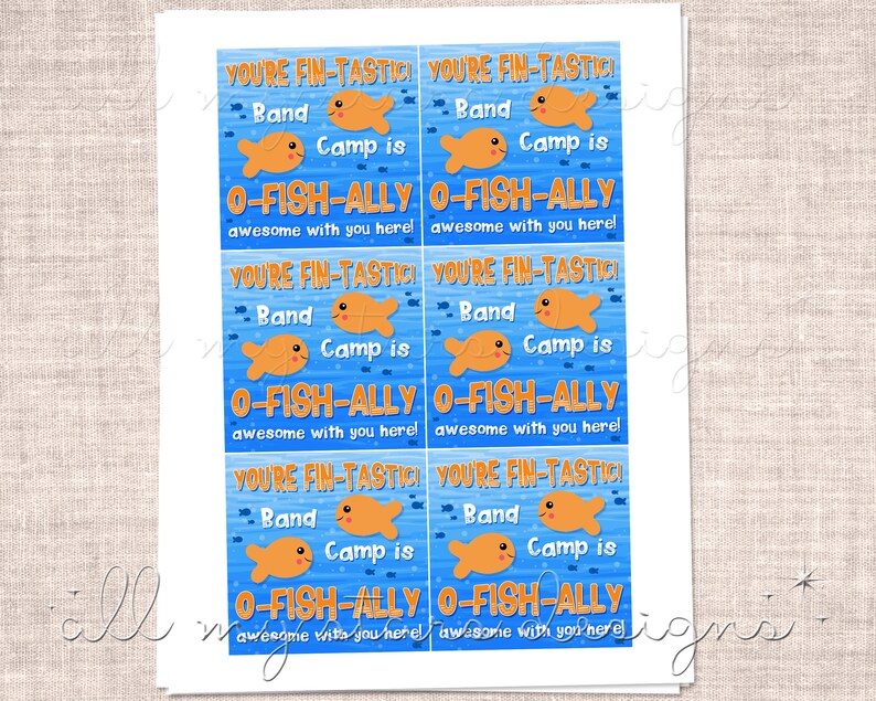 PRINTABLE You're FIN-TASTIC! Band Camp is O-fish-ally Awesome With You ...