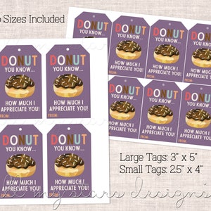 PRINTABLE DONUT You Know How Much I Appreciate You! Tag | Instant ...