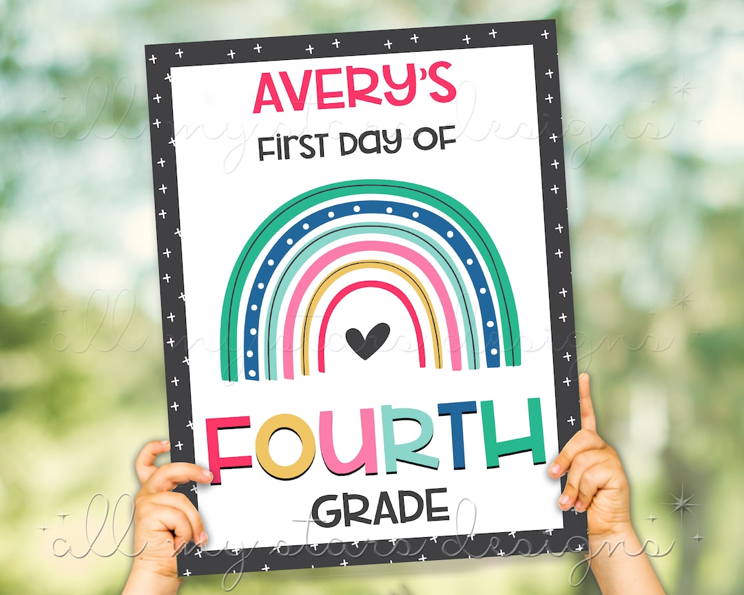 First Day of Fourth Grade Sign | Instant Download | Editable PDF | Cute ...