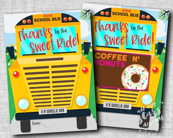 PRINTABLE Thanks so Much for the Sweet Ride School Bus Driver - Etsy