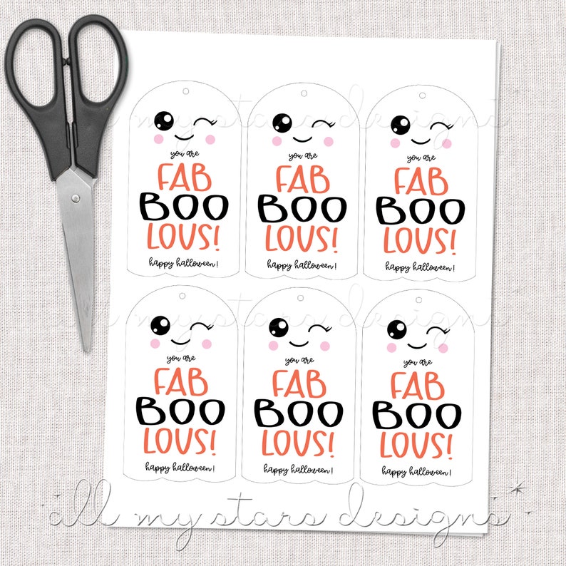 PRINTABLE You Are Fab-boo-lous! Happy Halloween! Cute Ghost Gift Tag ...