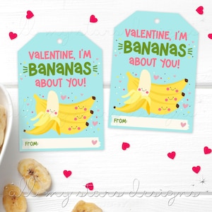 PRINTABLE Valentine, I'm BANANAS About You! Tag | Instant Download ...
