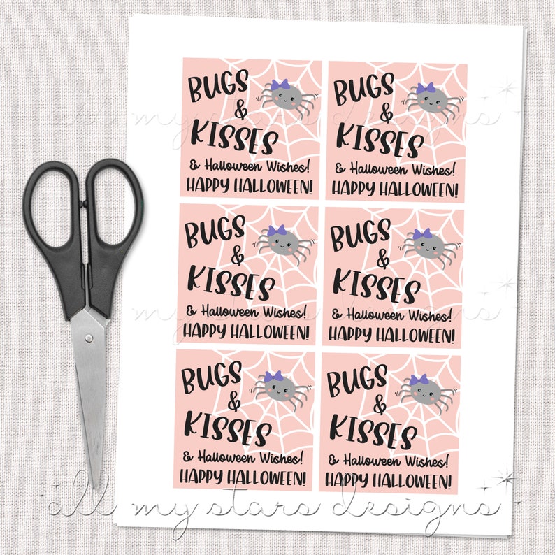 PRINTABLE Bugs & Kisses and Halloween Wishes! Happy Halloween! Tag ...