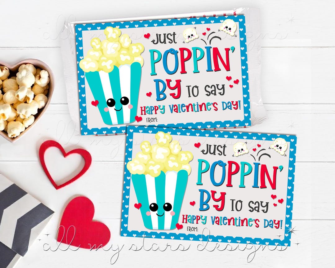 PRINTABLE Just POPPIN' BY to Say Happy Valentine's Day! Tag | Instant ...