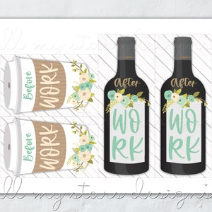 PRINTABLE Before Work, After Work | Coffee & Wine Tag Set | Instant ...