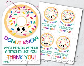 PRINTABLE DONUT Know What We'd Do Without You Thank You | Etsy
