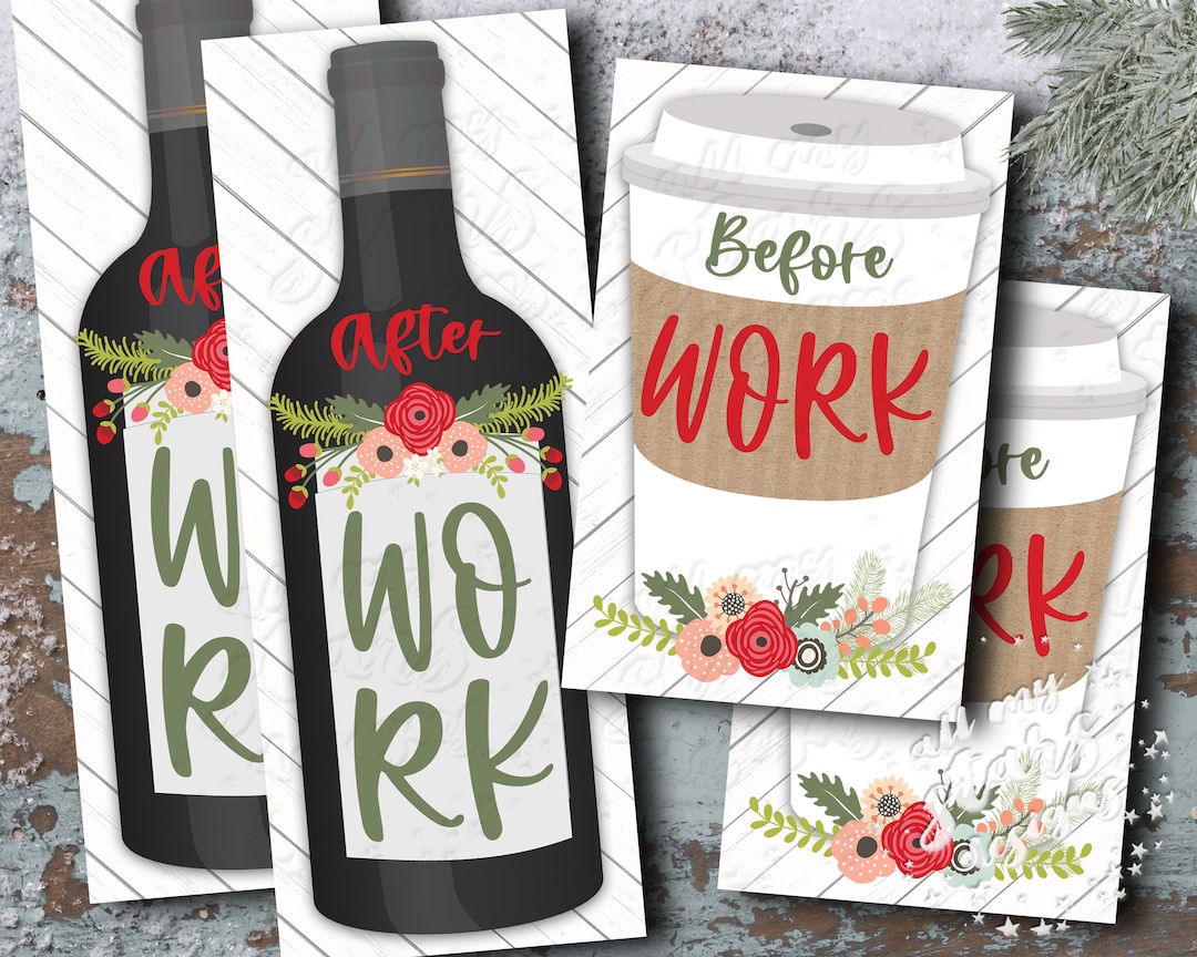 PRINTABLE Before Work, After Work Tag Set | Coffee & Wine Holiday Tags ...