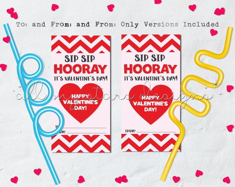 PRINTABLE Sip Sip Hooray It's Valentine's Day Happy | Etsy