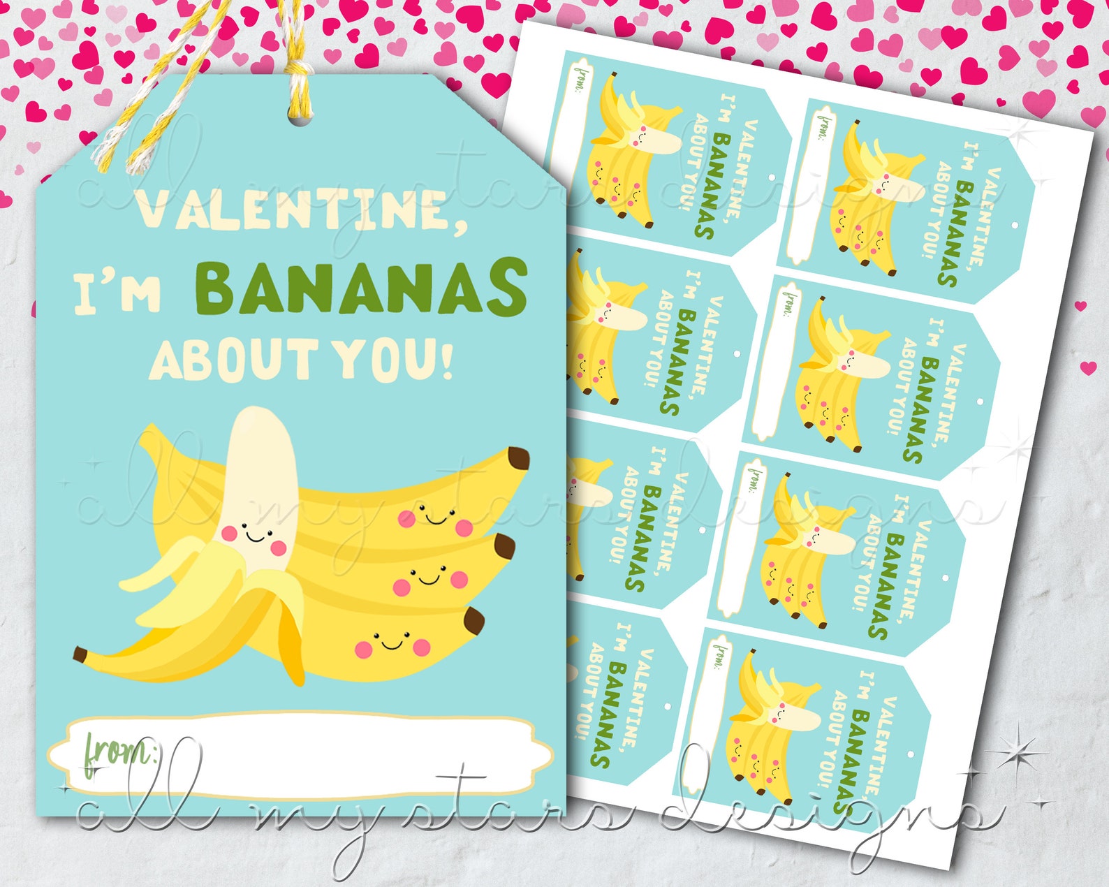 PRINTABLE Valentine I'm Bananas About You Gift Tag - Etsy