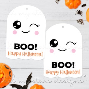 PRINTABLE - BOO! Happy Halloween! Cute Ghost Gift Tag | Instant ...
