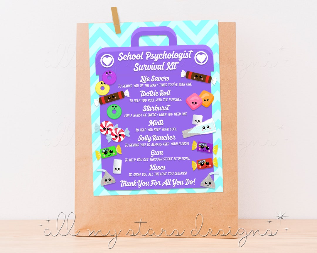 PRINTABLE School Psychologist Survival Kit Tag | Instant Download ...