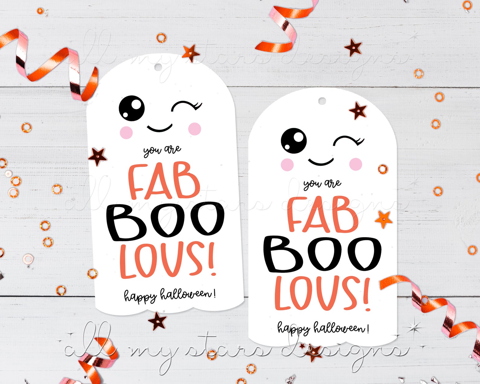 PRINTABLE You Are Fab-boo-lous Happy Halloween Cute Ghost Gift Tag ...