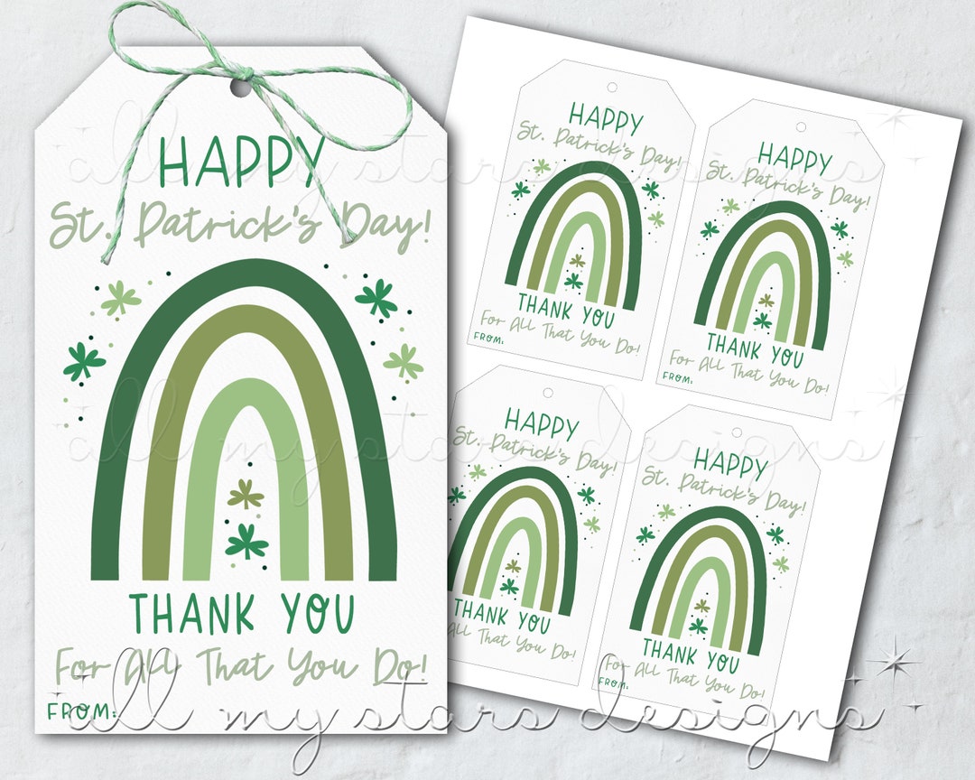 PRINTABLE Happy St. Patrick's Day! Thank You for All You Do! Green ...