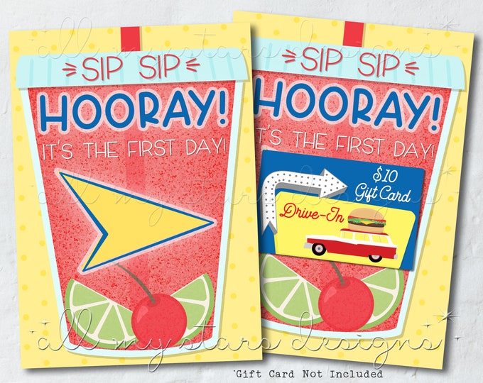 PRINTABLE Sip Sip Hooray It's the First Day Slushie Gift - Etsy