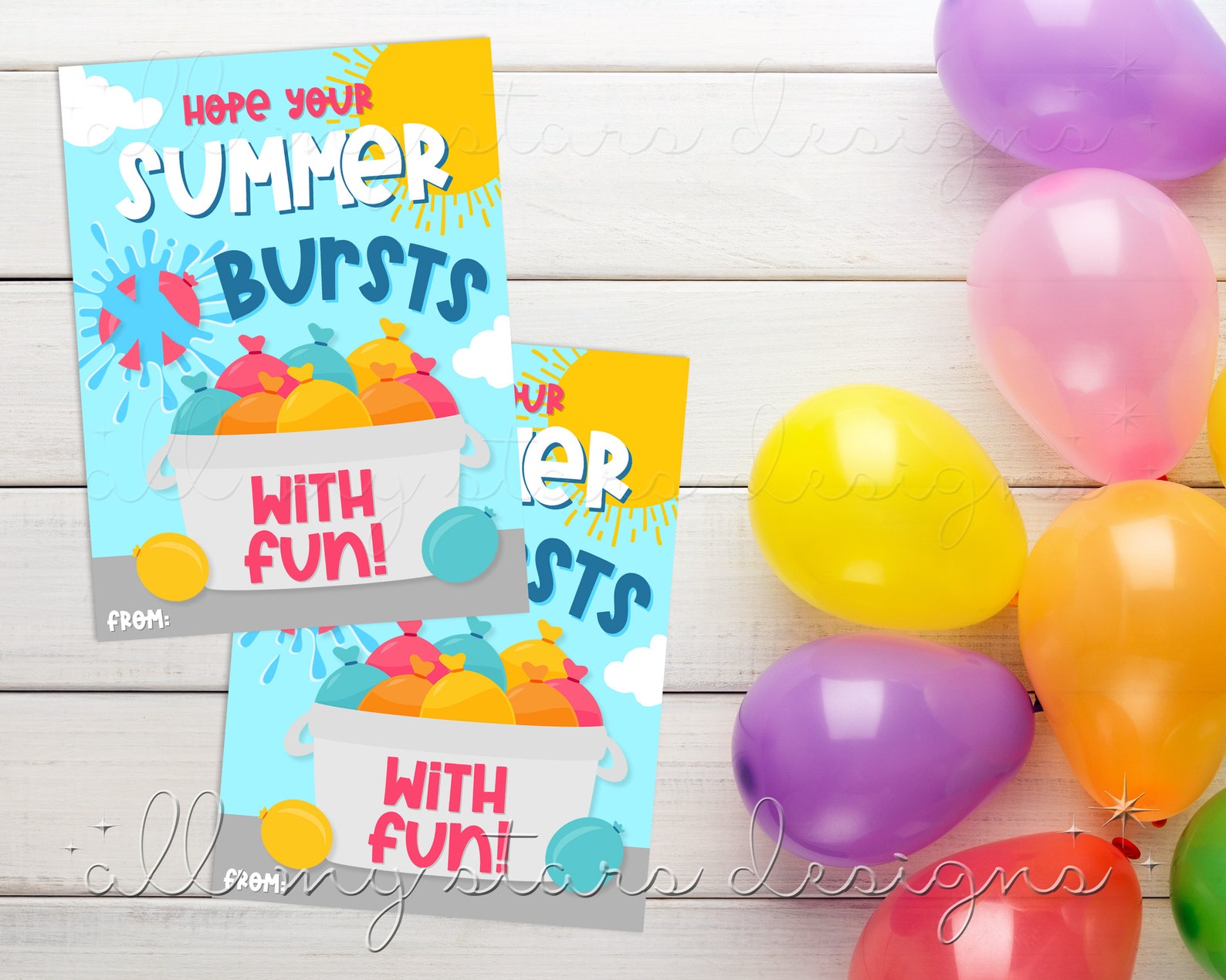 PRINTABLE Hope Your Summer BURSTS With Fun! Water Balloon Tag | Instant ...