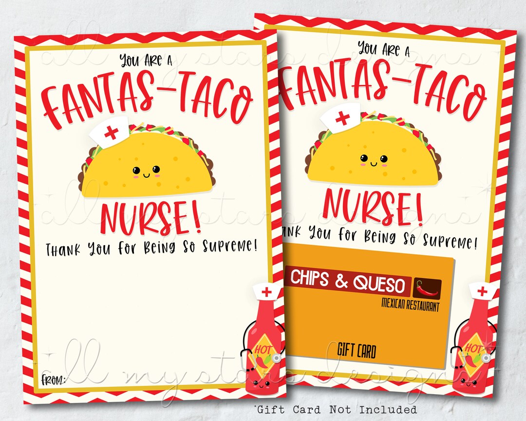 PRINTABLE You Are A FANTAS-TACO Nurse Thank You for Being so - Etsy