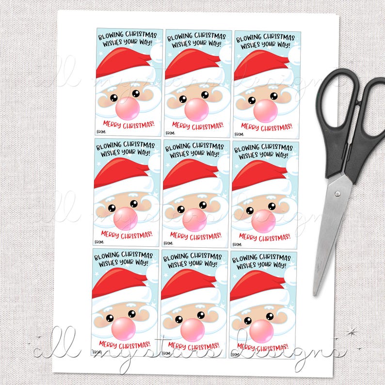 PRINTABLE Blowing Christmas Wishes Your Way! Bubble Gum Gift Tag ...