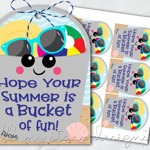 PRINTABLE Hope Your Summer IS a BUCKET of Fun Tag Instant - Etsy