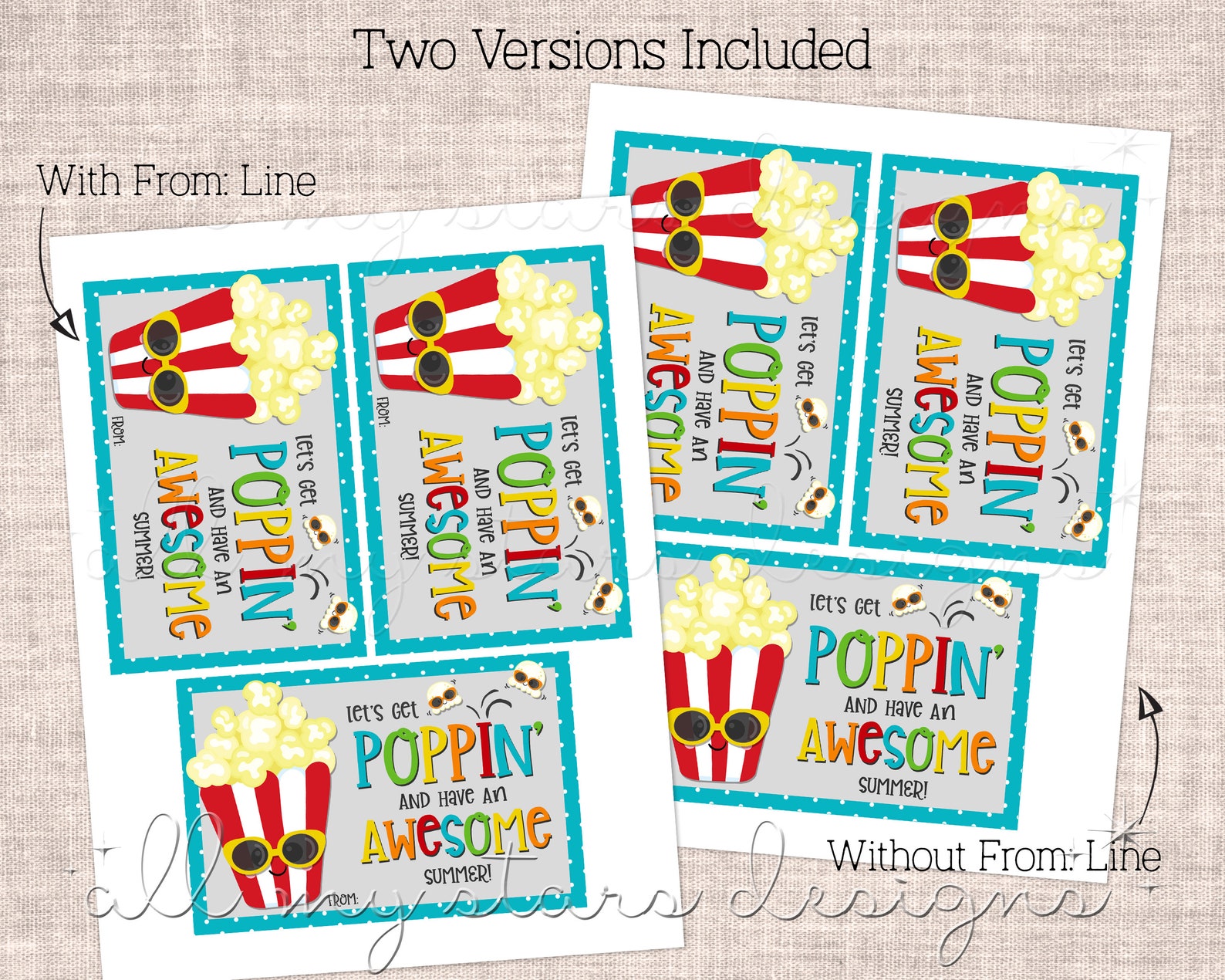 PRINTABLE Let's Get POPPIN' and Have an Awesome Summer Tag Instant ...