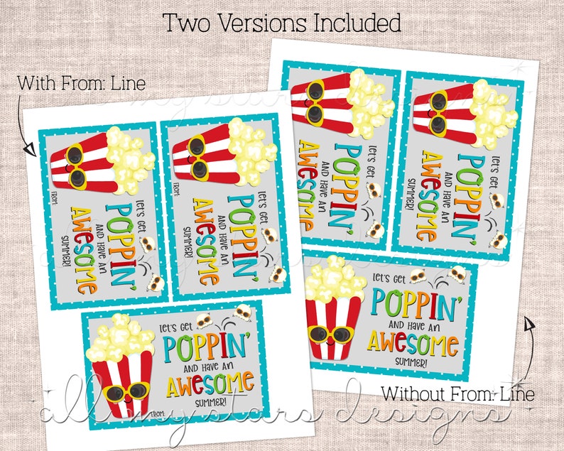 PRINTABLE Let's Get POPPIN' and Have an Awesome Summer! Tag | Instant ...