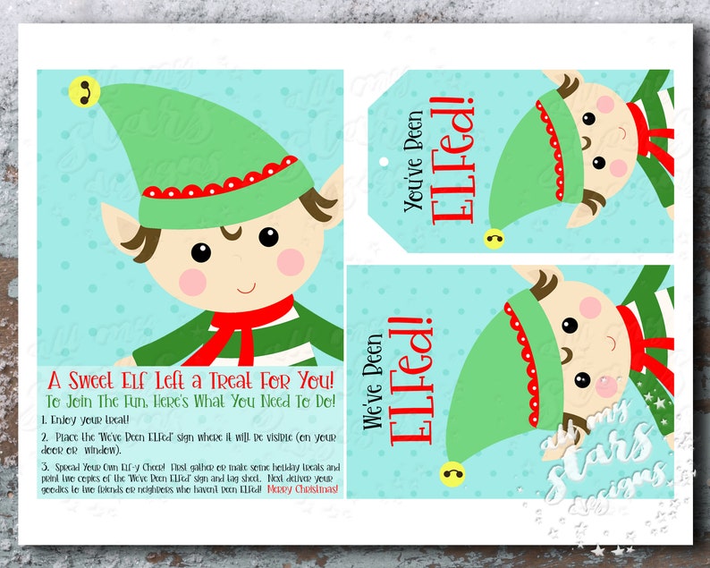 PRINTABLE You've Been Elfed! Cute Elf Tag and Sign Gift Set | Instant ...