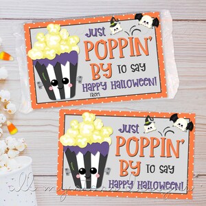 PRINTABLE Just POPPIN' BY to Say Happy Halloween! Popcorn Tag | Instant ...