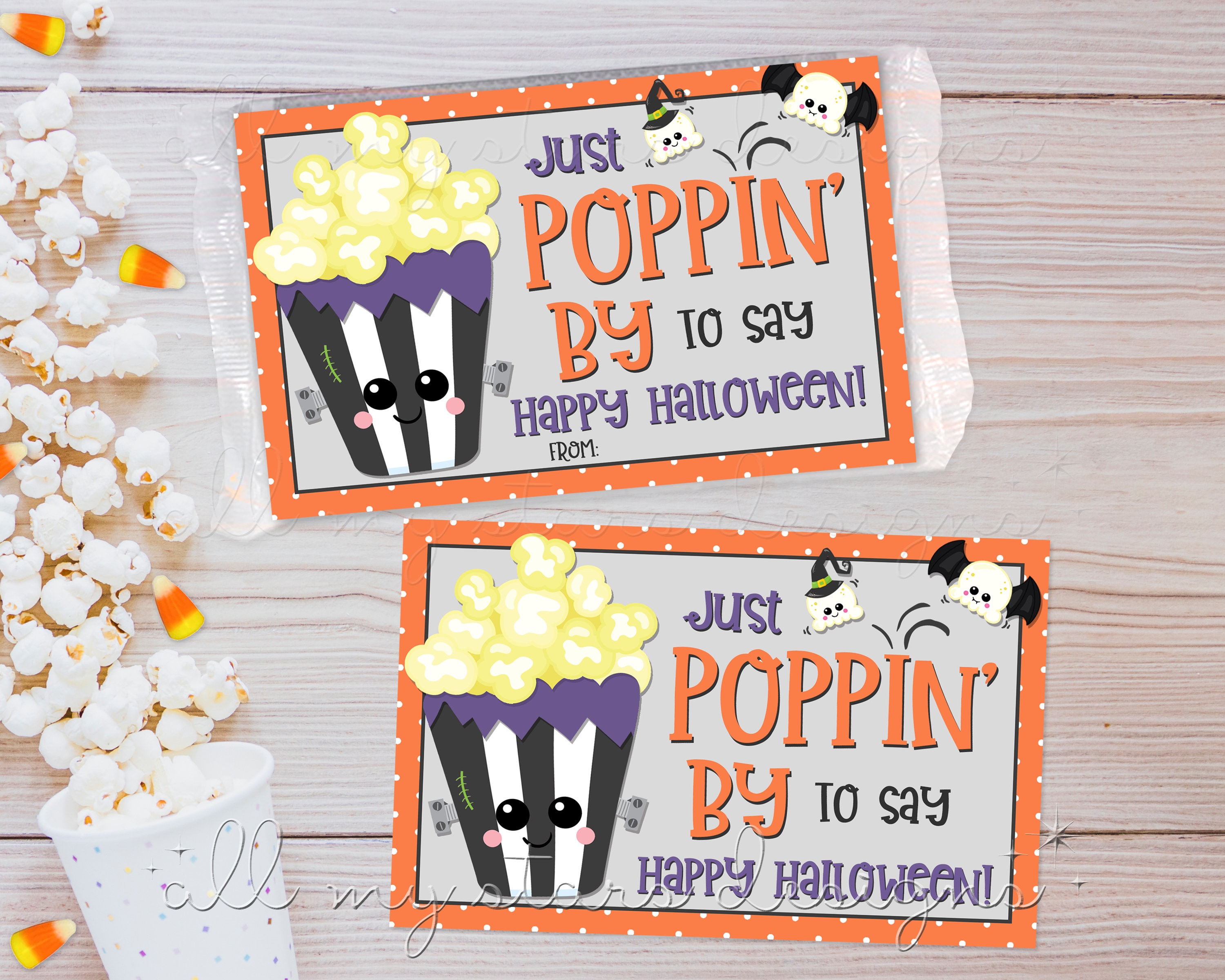 PRINTABLE Just POPPIN' BY to Say Happy Halloween! Popcorn Tag | Instant ...