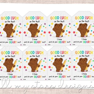 PRINTABLE Good Luck on the Test! I Know You'll Do Your BEARY Best! Tag ...