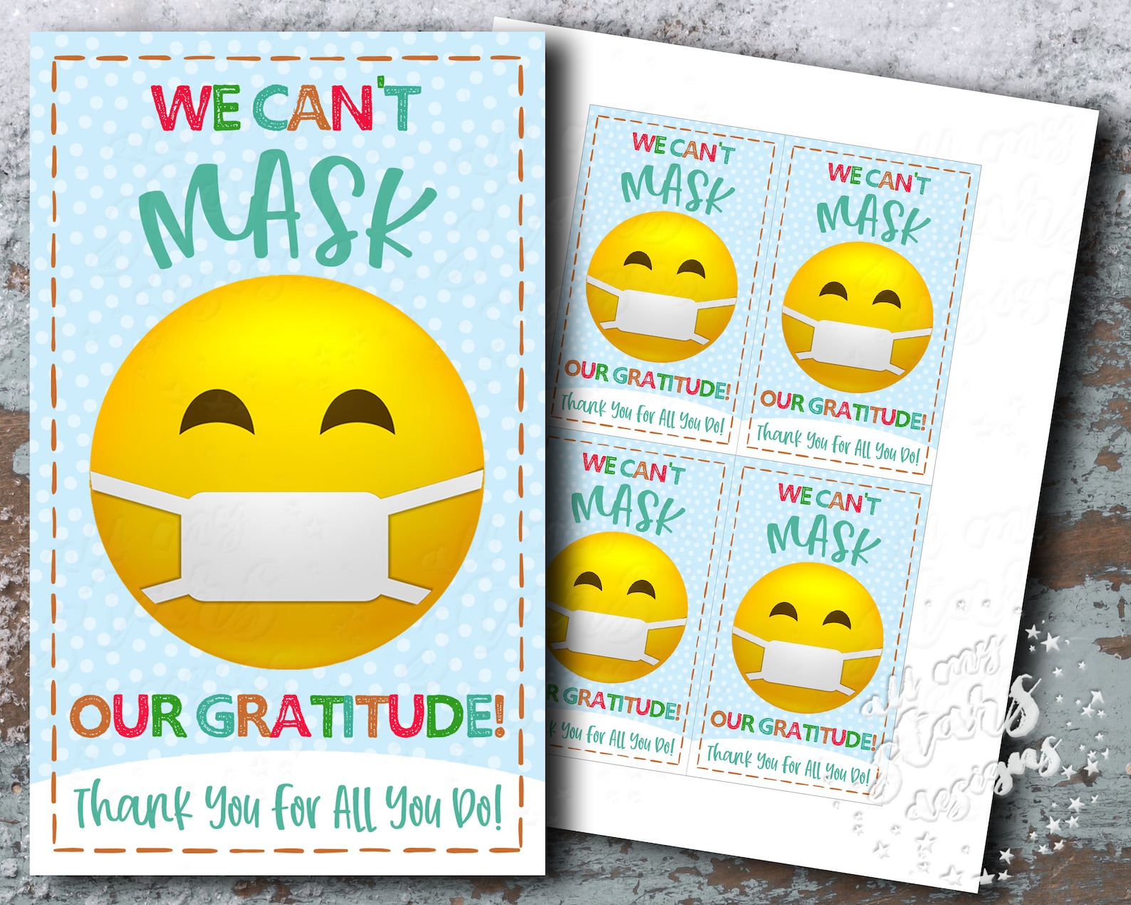 PRINTABLE We Can't MASK Our Gratitude Thank You For All | Etsy