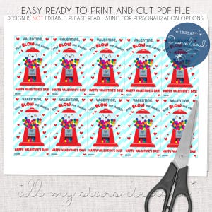 PRINTABLE Valentine, You BLOW Me Away! Bubble Gum Tag | Instant ...