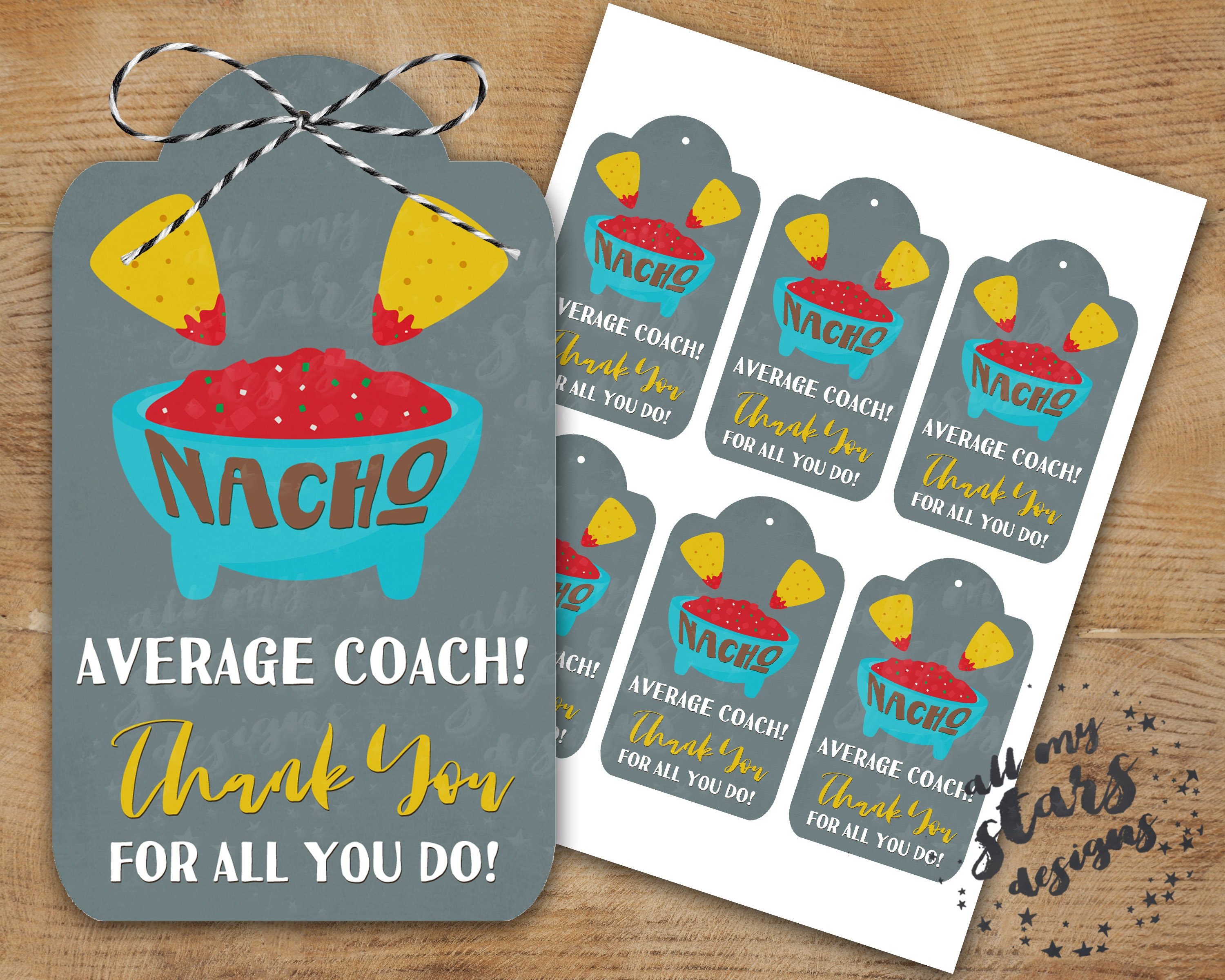 Printable NACHO Average Coach Thank You for All You Do Tag - Etsy