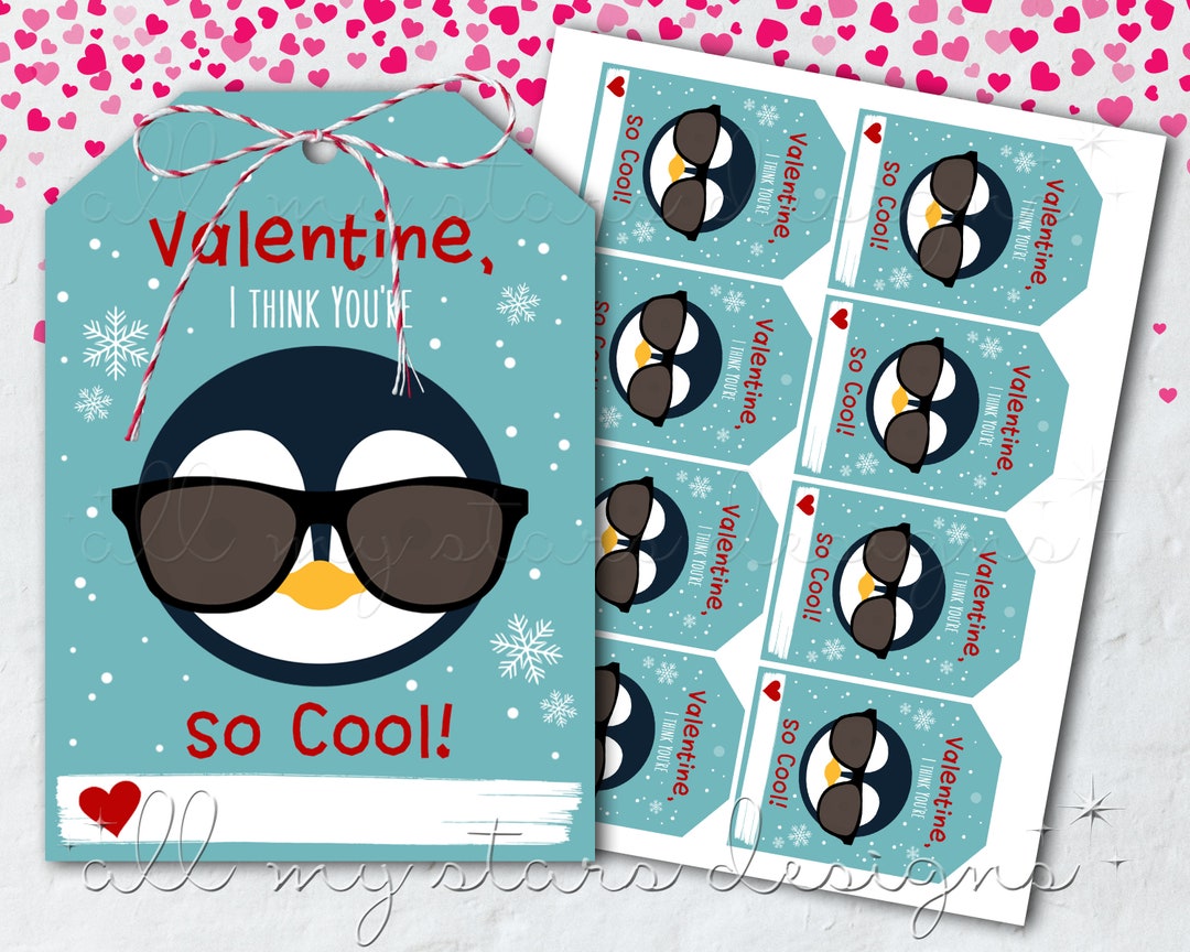 PRINTABLE Valentine, I Think You're so Cool Sunglasses Tag Instant ...